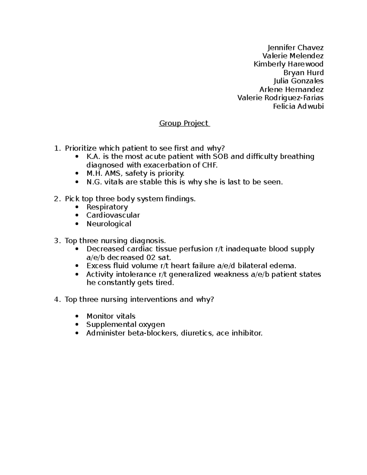 NR452 Group Project - Jennifer Chavez Valerie Melendez Kimberly ...
