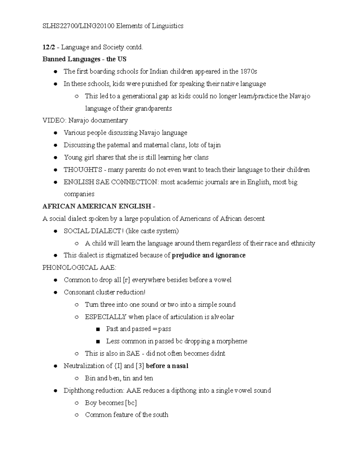 SLHS 227 - Language and Society contd - 12/2 - Language and Society ...