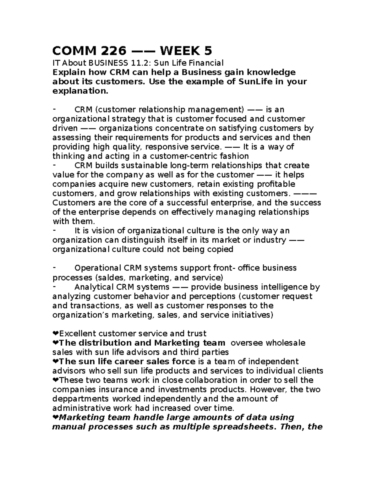 COMM 226 -week 5 - Notes from the lecture and book. Additional exercise ...