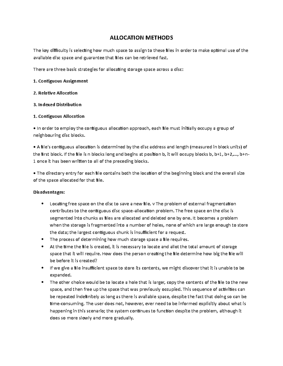 Allocation Methods - ALLOCATION METHODS The key difficulty is selecting ...