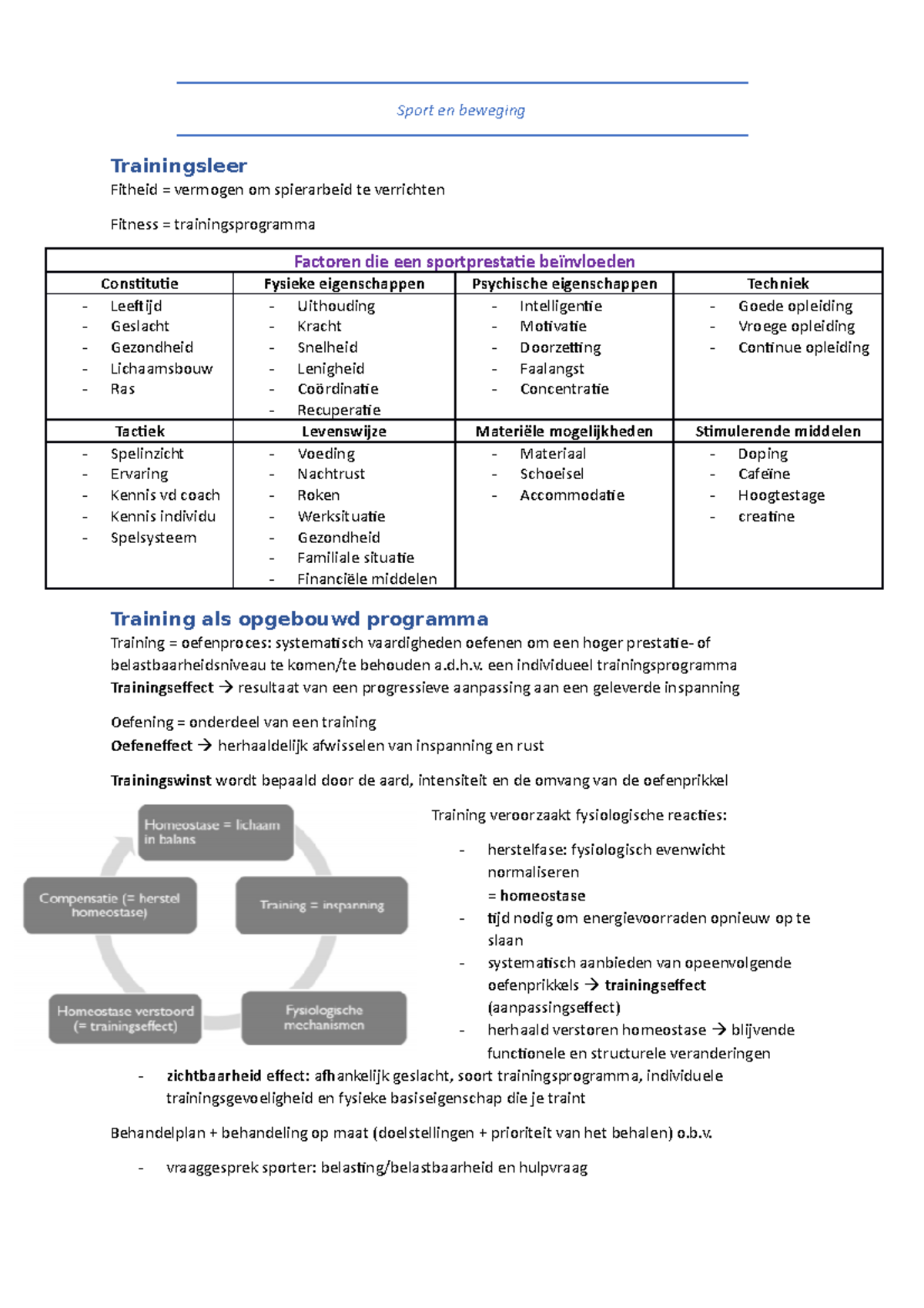Theorie - Trainingsleer - Trainingsleer Fitheid = vermogen om ...