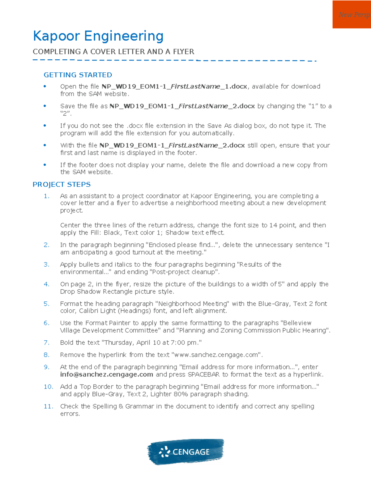 Instructions NP WD19 EOM1-1 - Kapoor Engineering COMPLETING A COVER LETTER AND A FLYER GETTING ...