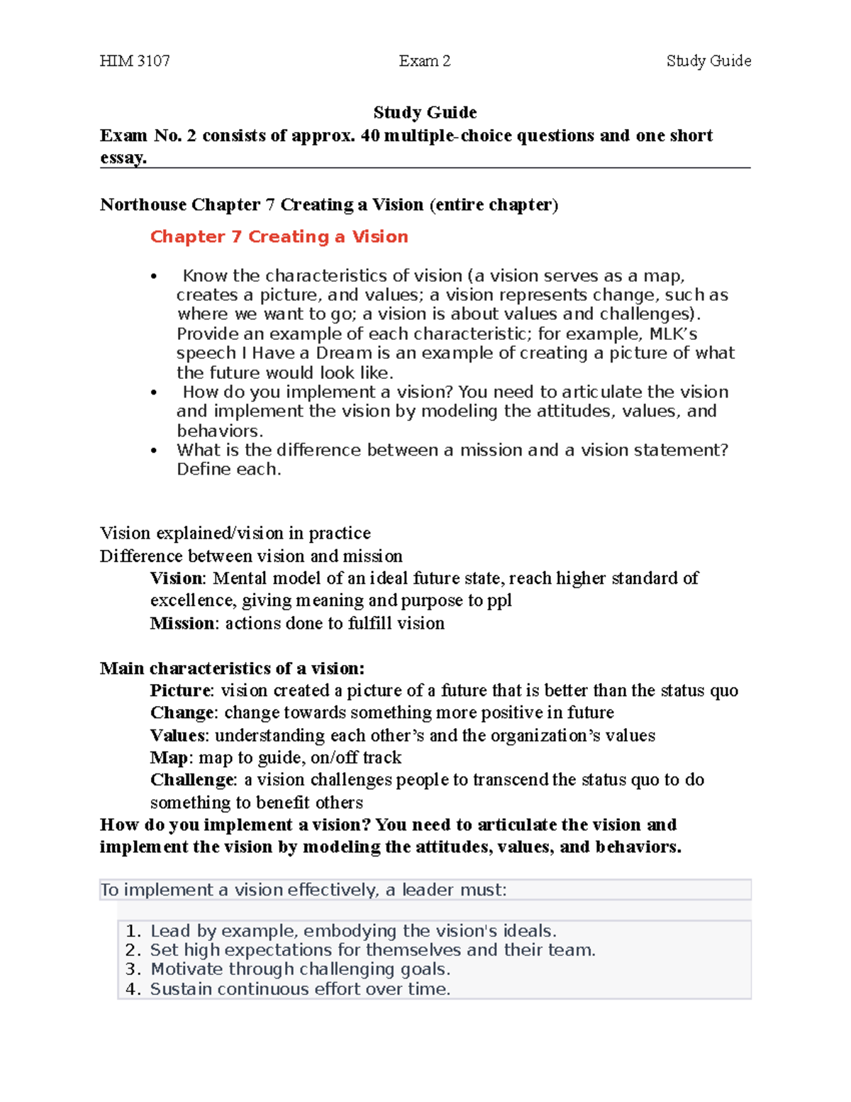 HIM 3107 exam 2 study guide - HIM 3107 Exam 2 Study Guide Study Guide Exam No. 2 consists of ...