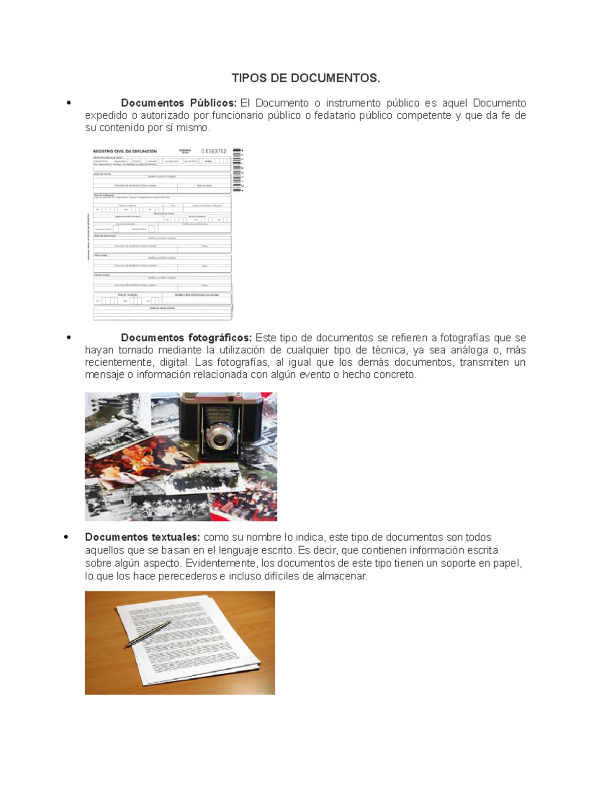 Tipos DE Documentos - TIPOS DE DOCUMENTOS. Documentos Públicos: El ...
