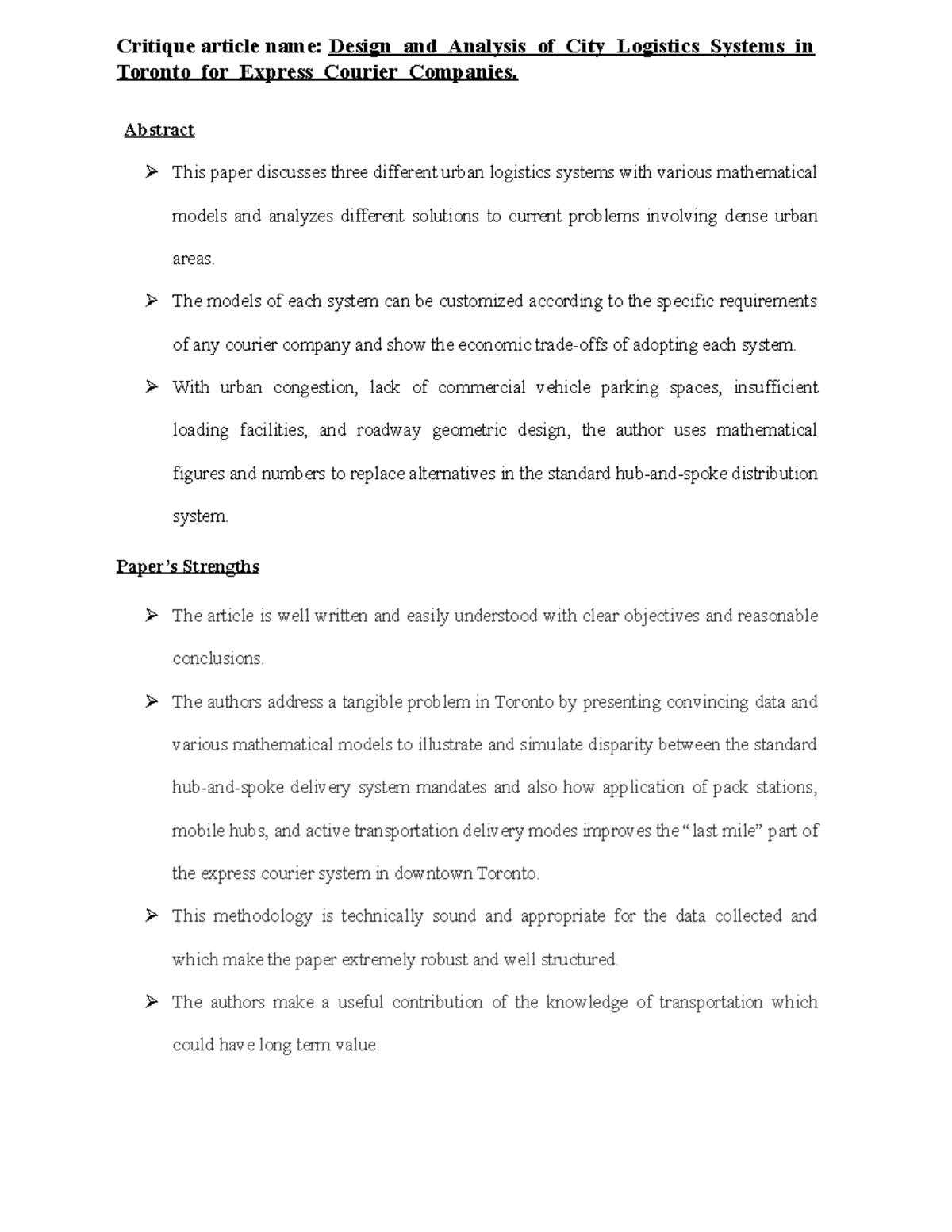 Case 2 2021 - Case report summary - Critique article name: Design and ...