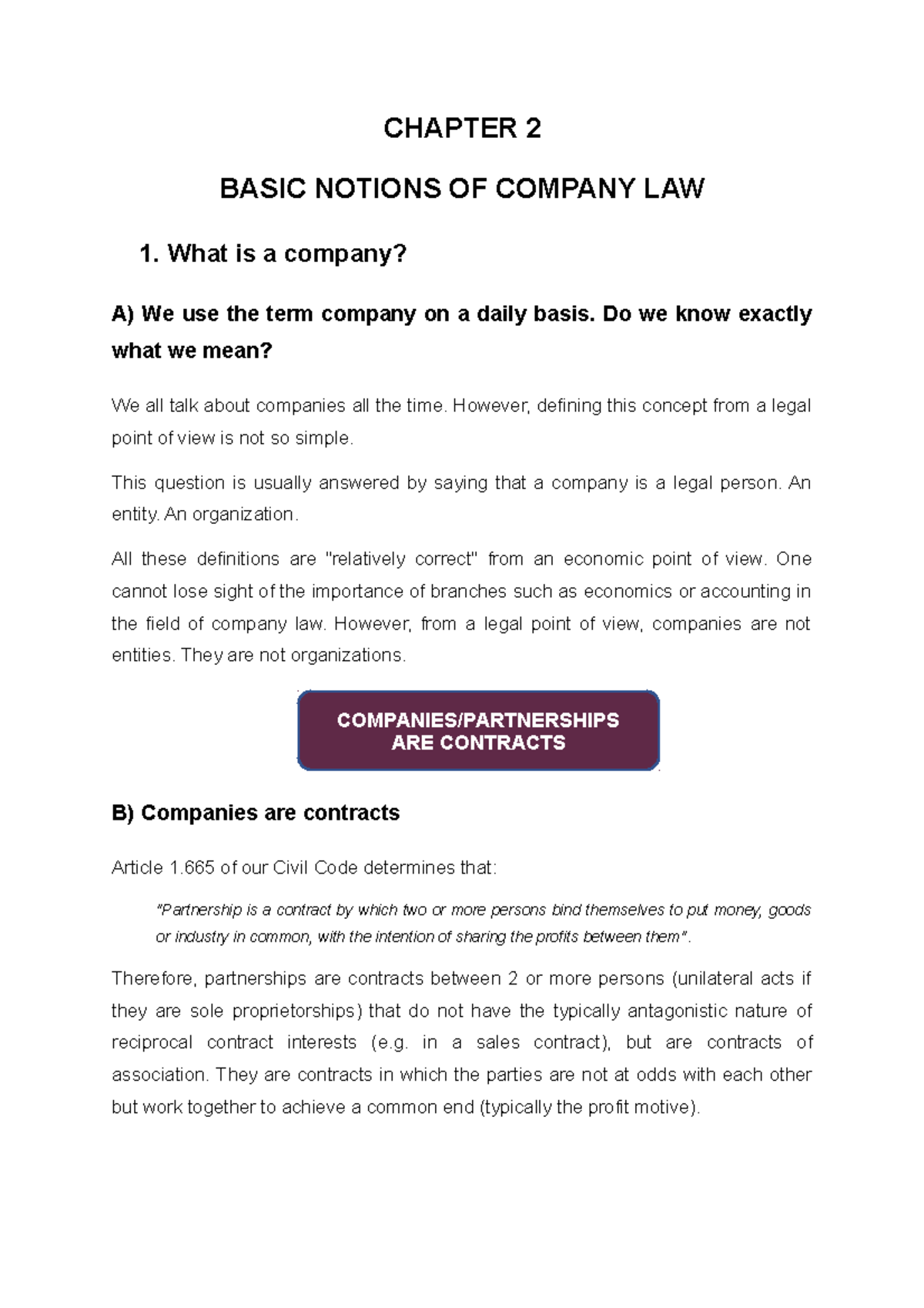 Chapter 2 reviewed - hhh - COMPANIES/PARTNERSHIPS ARE CONTRACTS CHAPTER ...