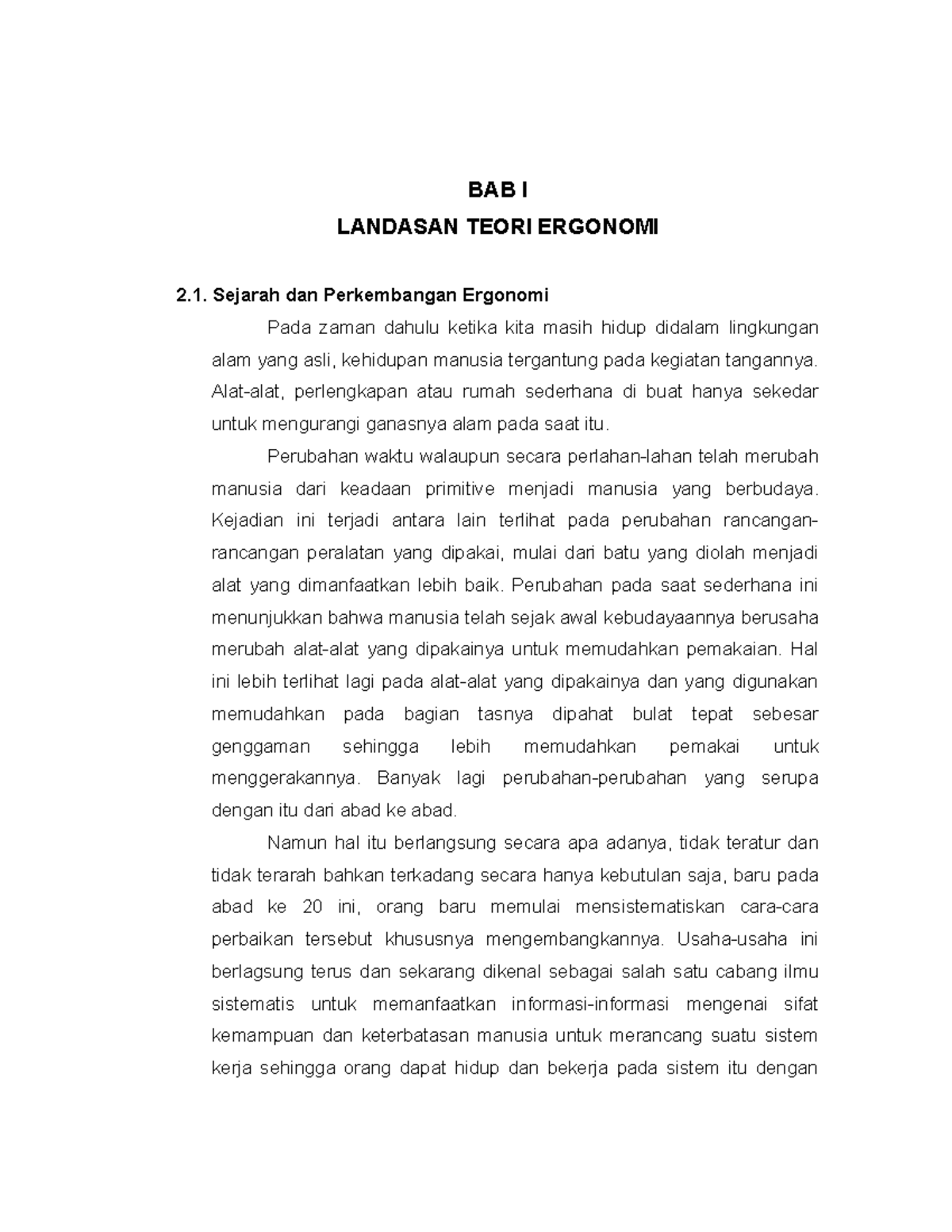 BAB I Landasan Teori Ergonomi 2 1 Sejara - BAB I LANDASAN TEORI ...