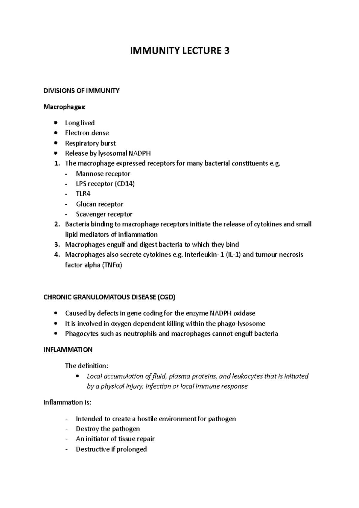 Immunity Lecture 3 - IMMUNITY LECTURE 3 DIVISIONS OF IMMUNITY ...