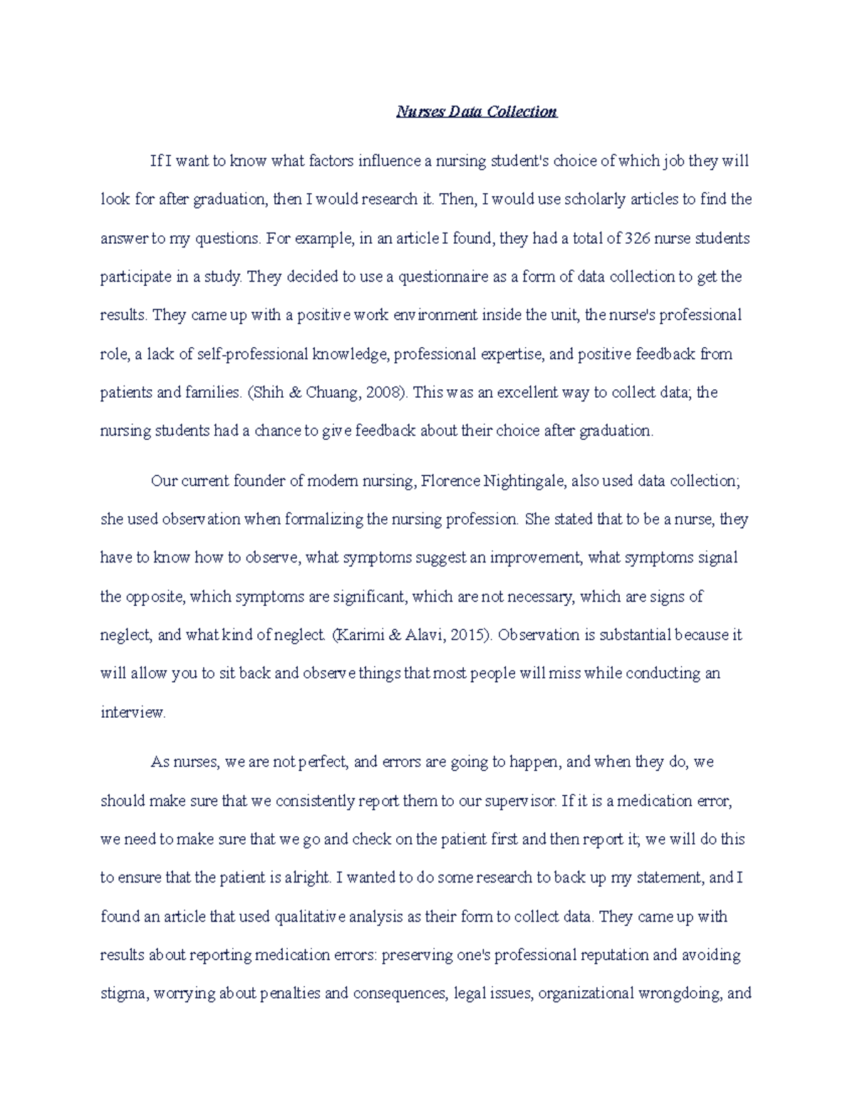 Evidence Based Data Collection - Nurses Data Collection If I want to ...