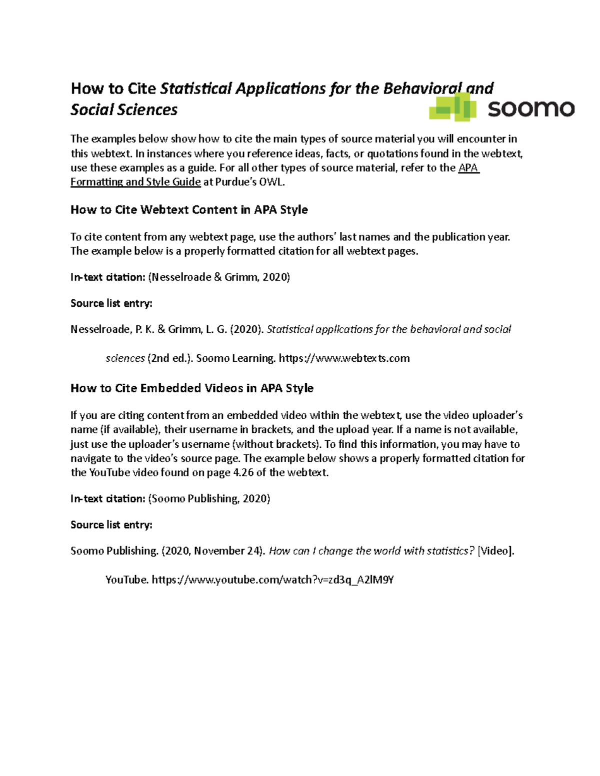 PSY260 2e V7 Citation Guide - How to Cite Statistical Applications for ...