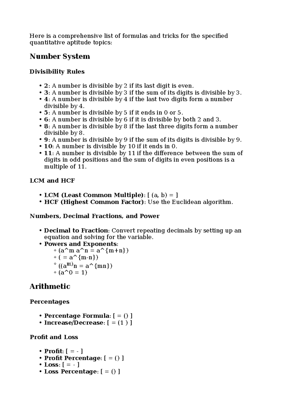 Md-to-pdf - Here is a comprehensive list of formulas and tricks for the specified quantitative ...