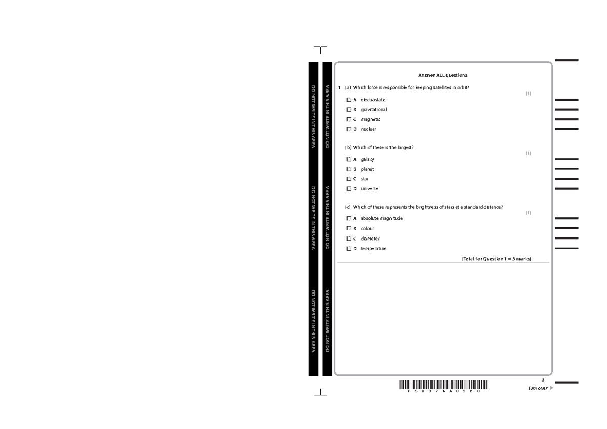 Physics past papers - 3 DO NO T WRITE IN THIS AREA DO NO T WRITE IN ...