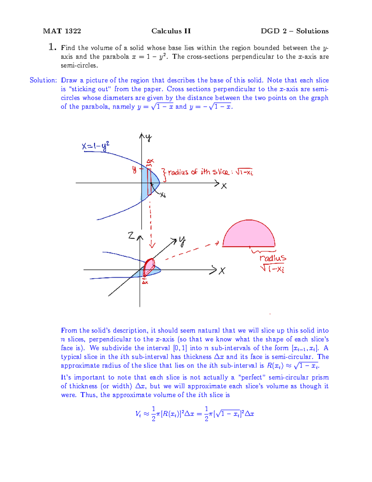 Mat1322 - DGD2 - solutions For Students - MAT 1322 Calculus II DGD 2 – Solutions 1. Find the ...