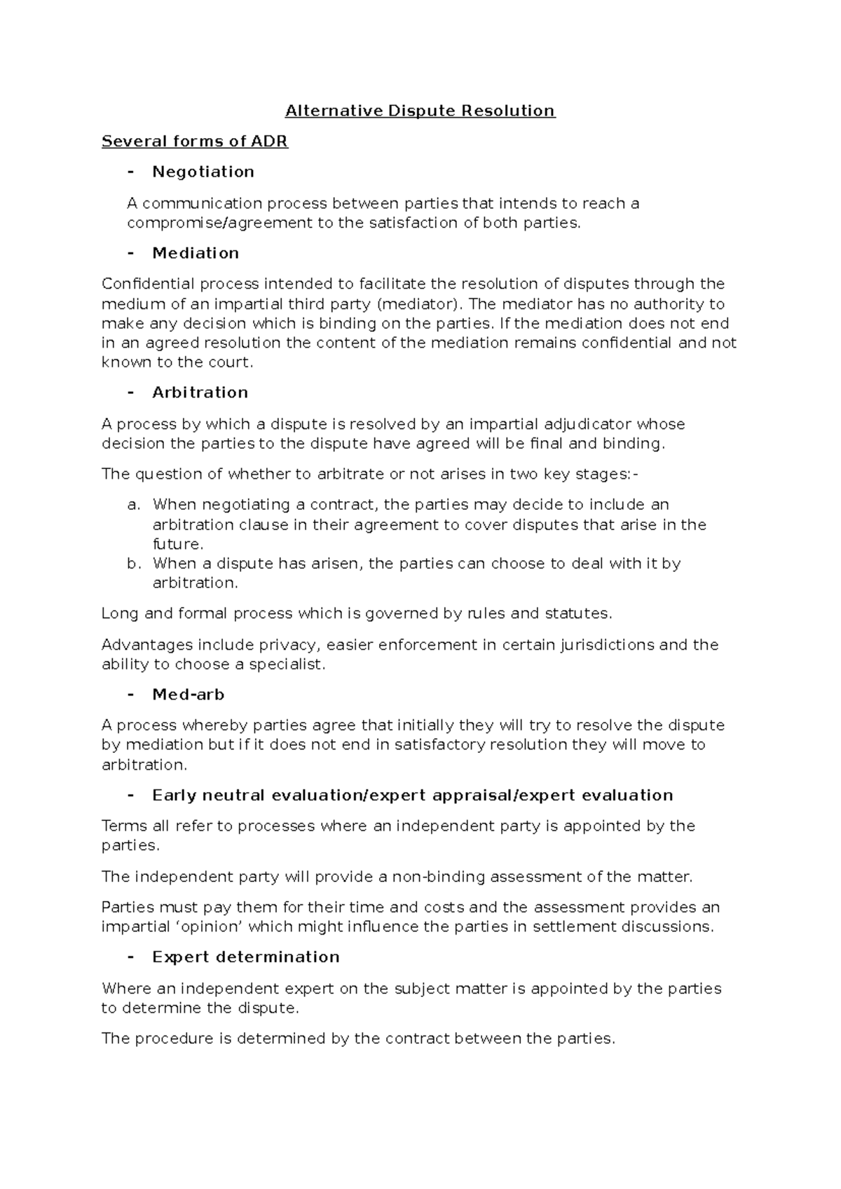 Alternative Dispute Resolution - Alternative Dispute Resolution Several ...