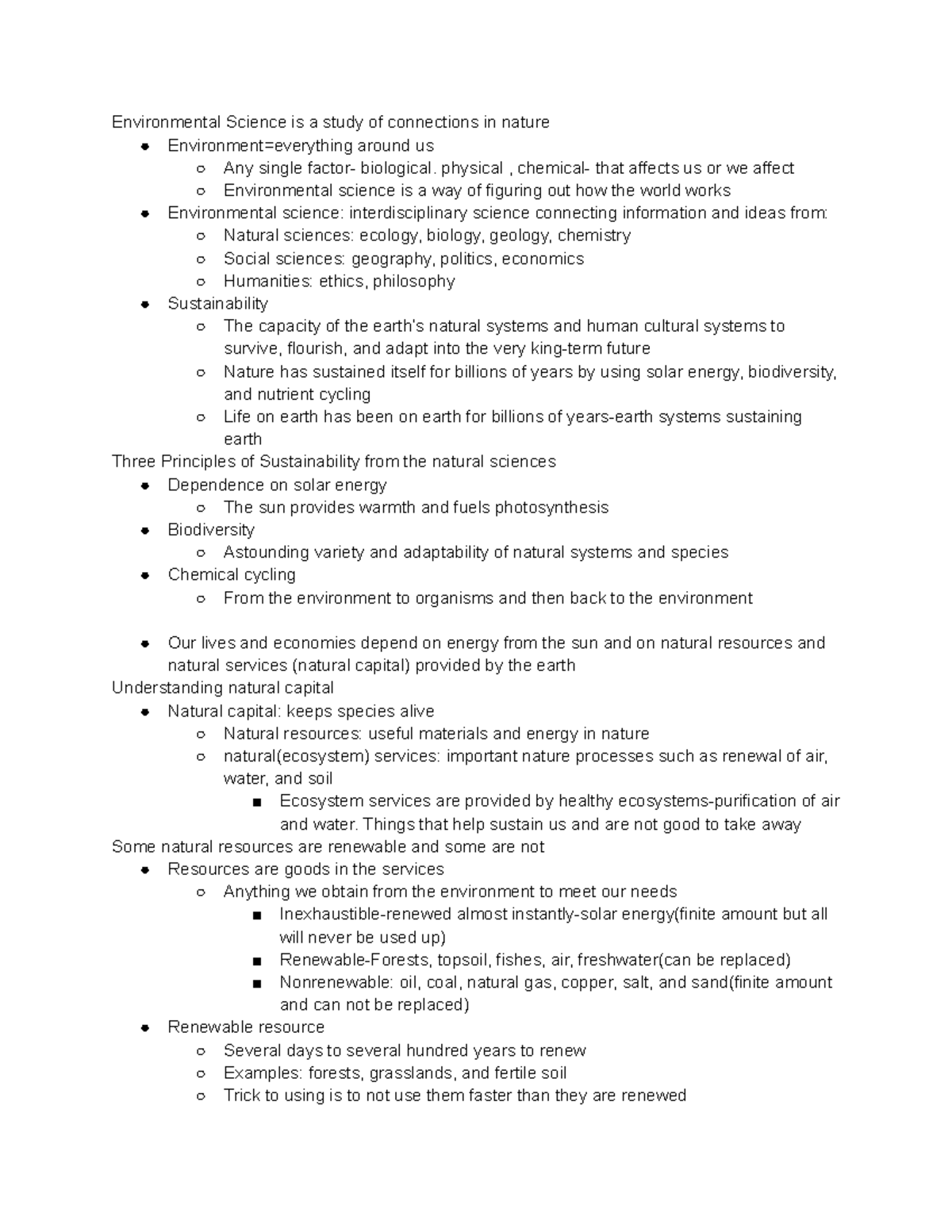 Intro to Environmental Science- Sustainability - Environmental Science ...