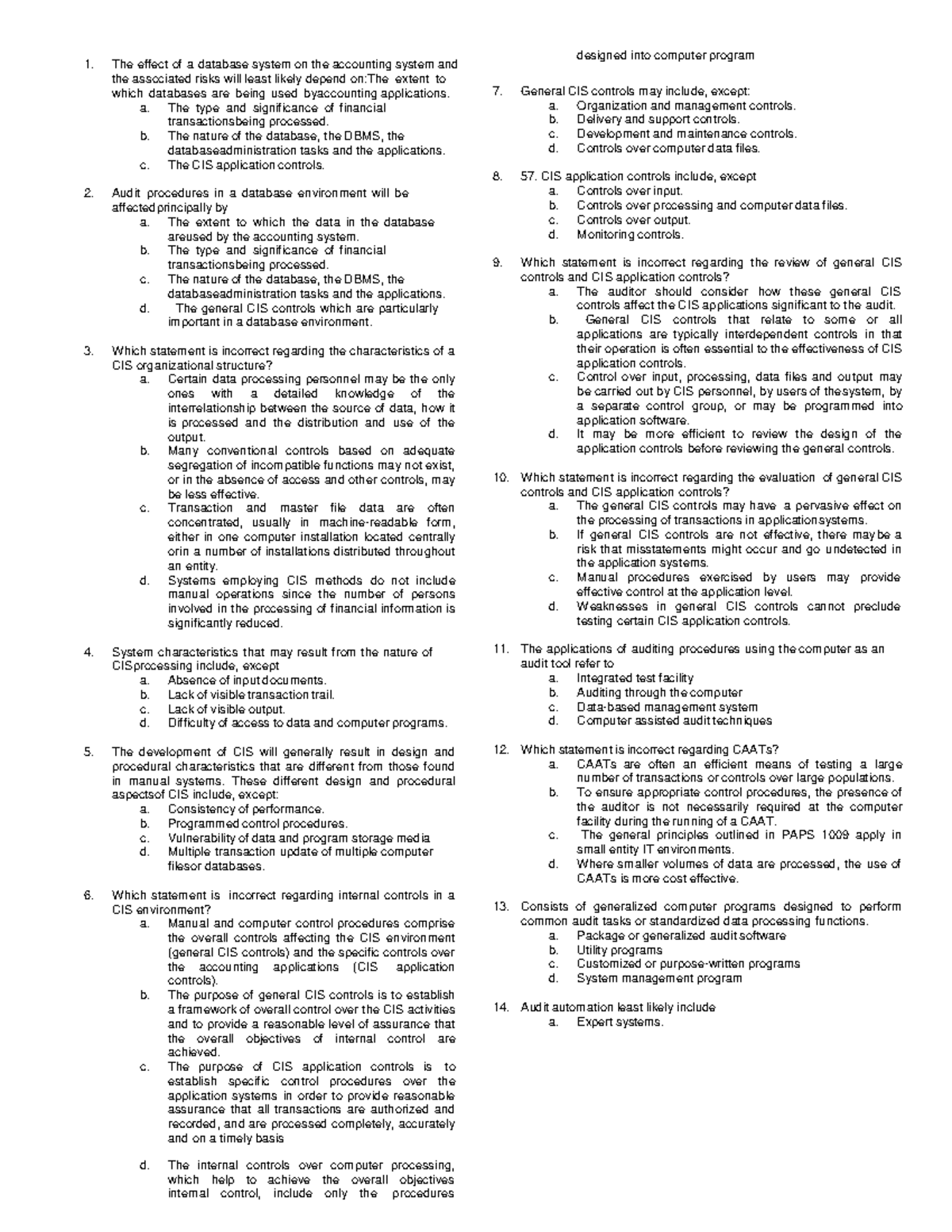 Departmental exam-cis - The effect of a database system on the ...