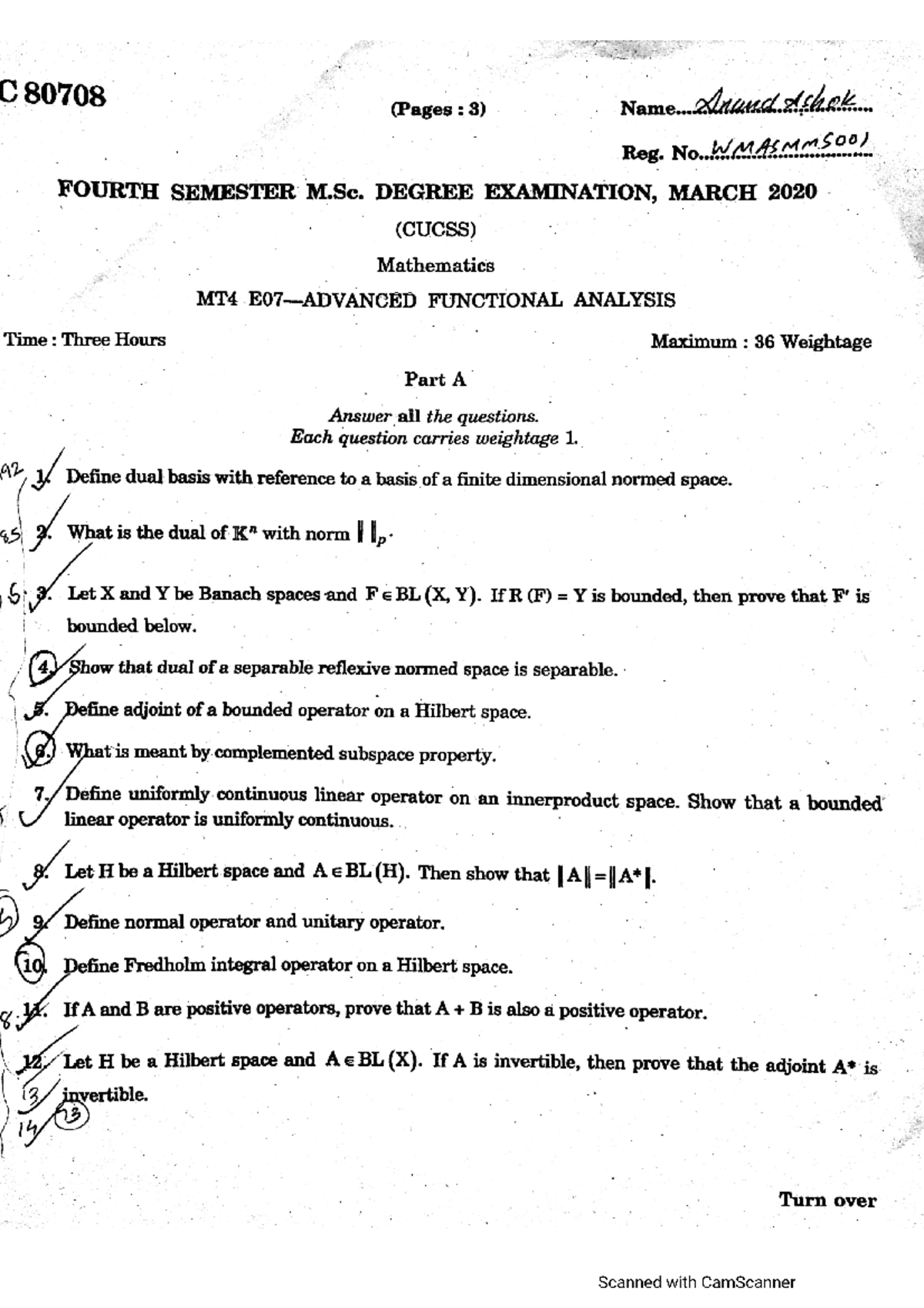 Assignment-Anand Ashok - Advanced functional analysis - Studocu
