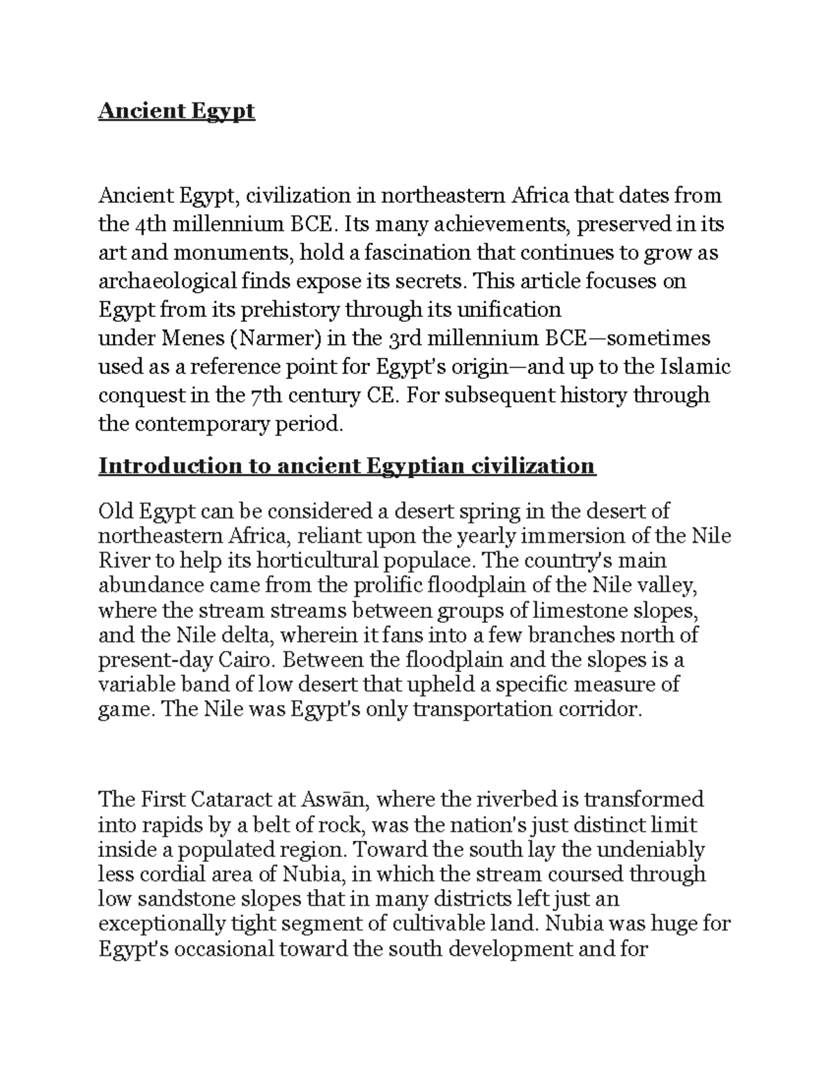 Ancient Egypt - Ancient Egypt Ancient Egypt, civilization in ...