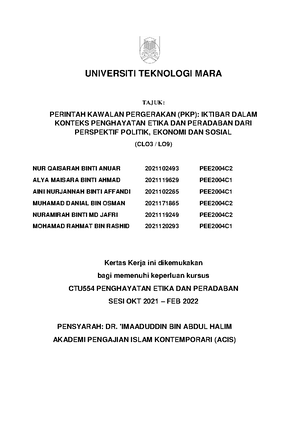 CTU554 VALUE AND CIVILIZATION COURSEWORK - UNIVERSITI TEKNOLOGI MARA ...
