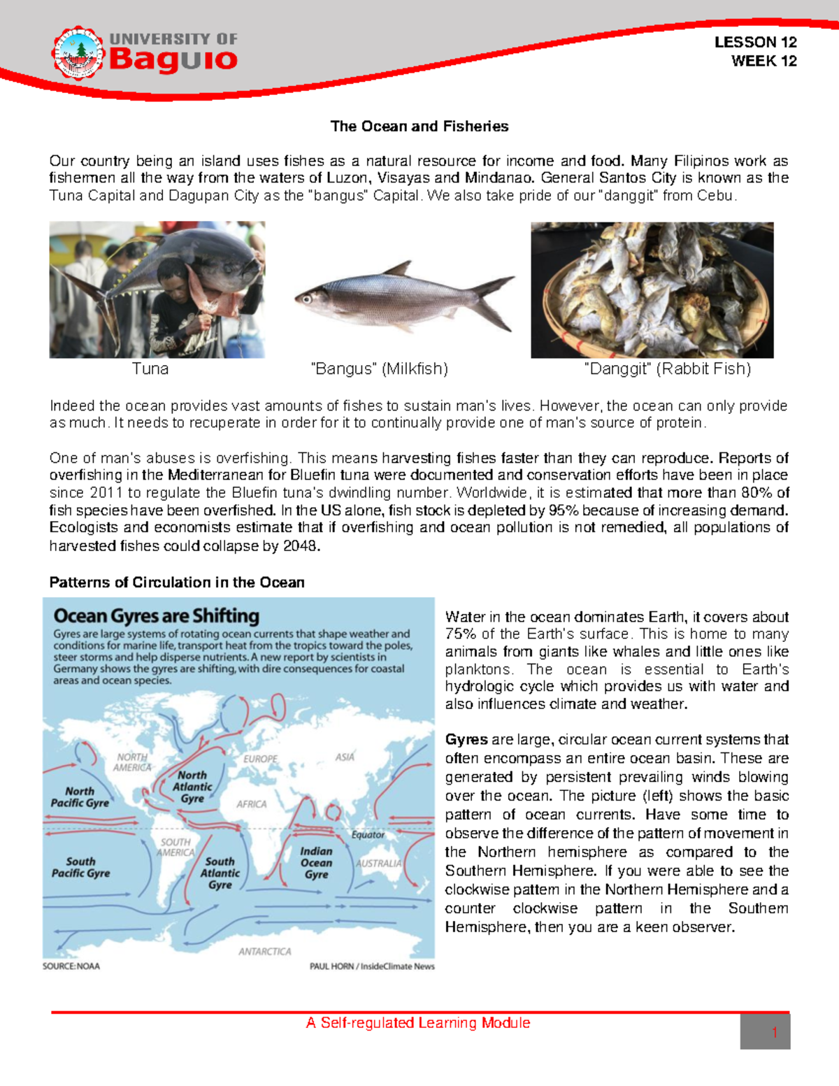 Lesson 12 The Ocean and Fisheries - A Self-regulated Learning Module ...