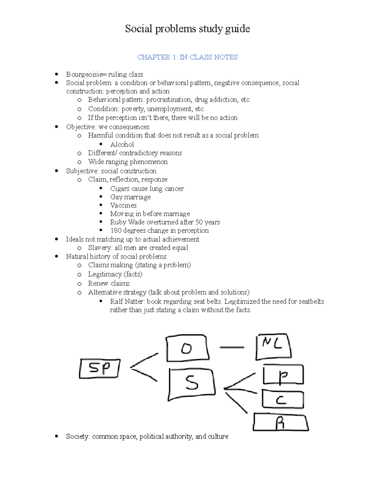 Social problems study guide - CHAPTER 1: IN CLASS NOTES Bourgeoisie ...