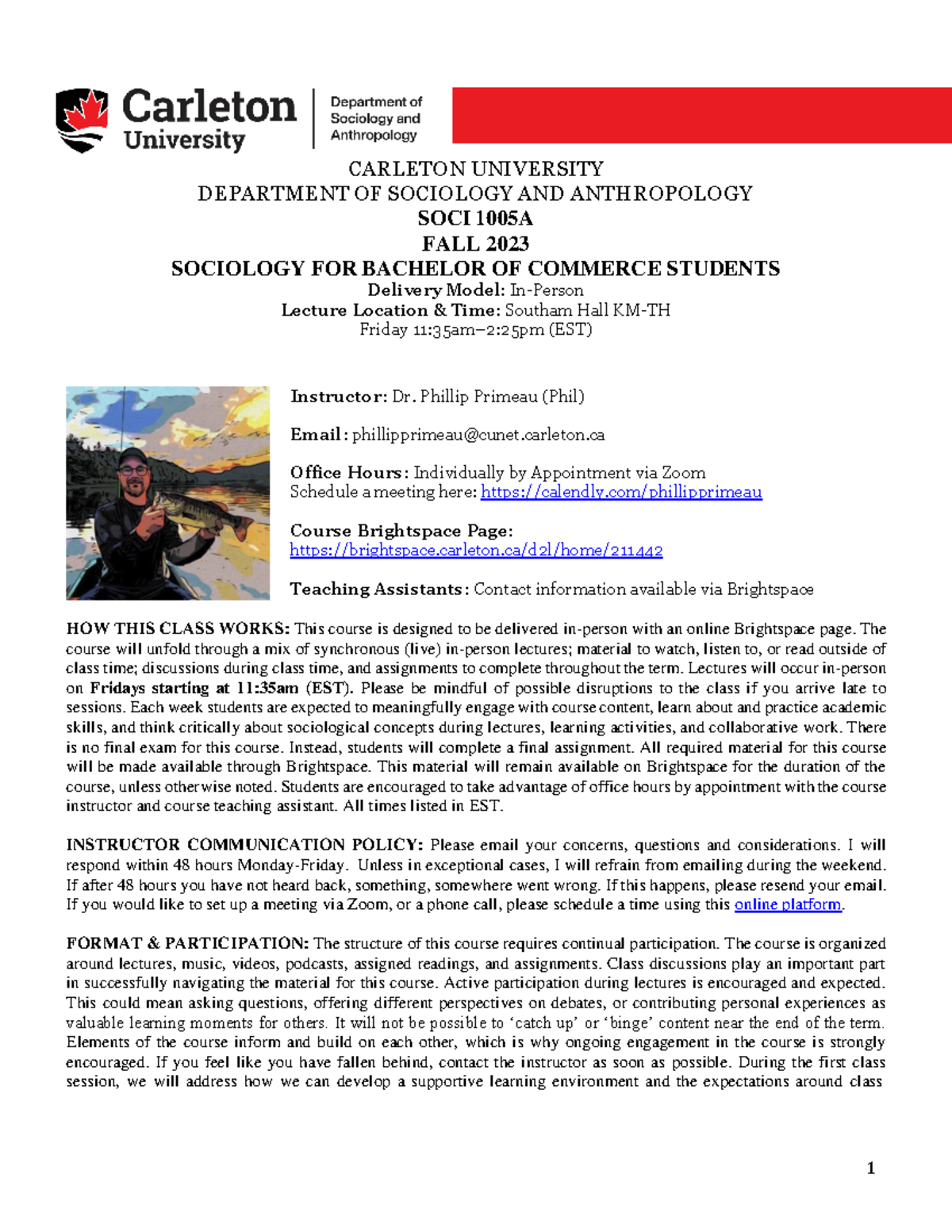 202330 SOCI1005 Phillip Primeau - CARLETON UNIVERSITY DEPARTMENT OF ...
