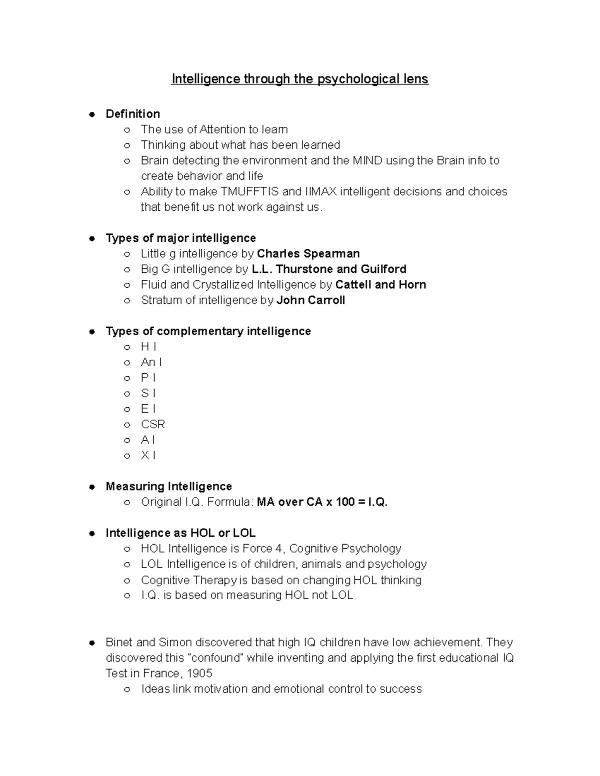 Intelligence Through The Psychological Lens - Intelligence through the ...