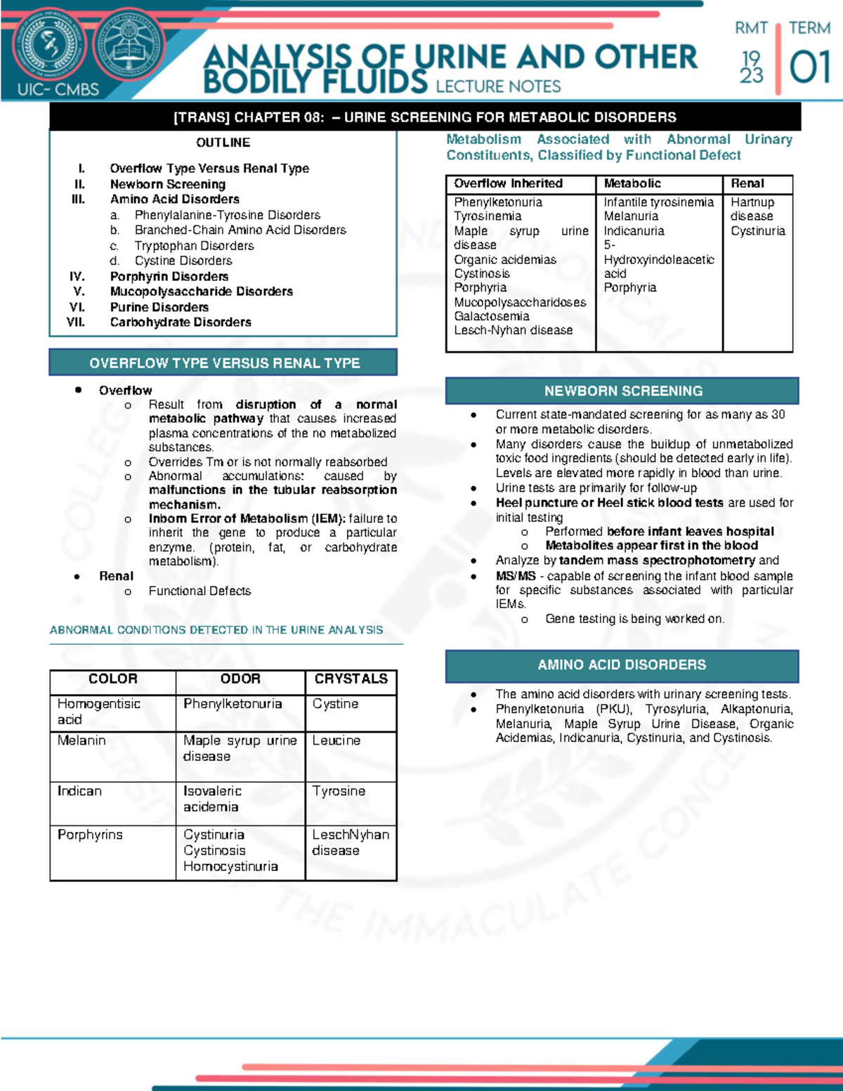AUBF Metabolic Disorders - Bacala, Castillano, Curaming, Deron ...