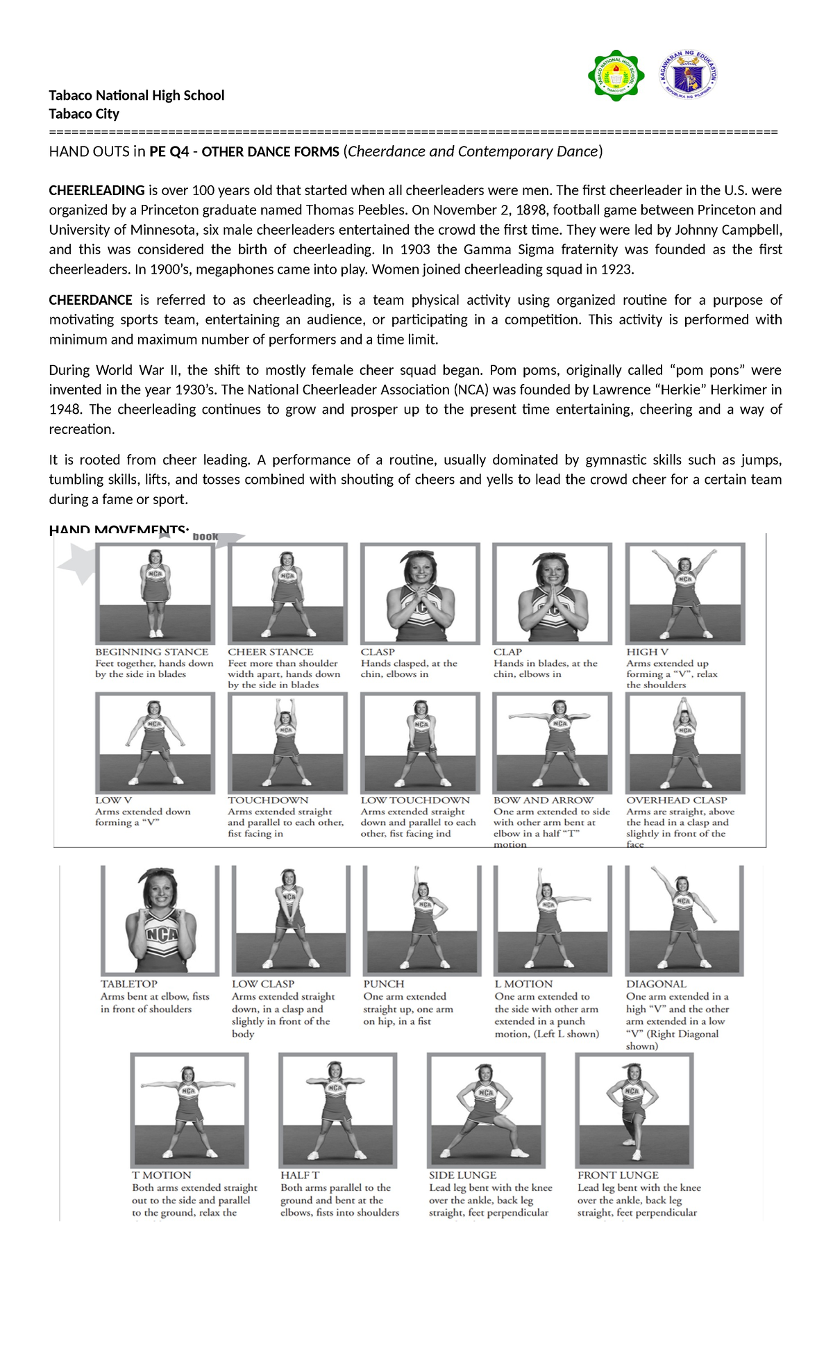 Q4-PE-handouts - Grade 10 Handouts for Physical Education - Tabaco ...