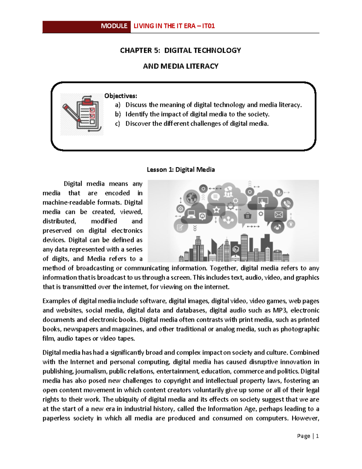 IT01 Chapter 5 - 000 - CHAPTER 5: DIGITAL TECHNOLOGY AND MEDIA LITERACY ...