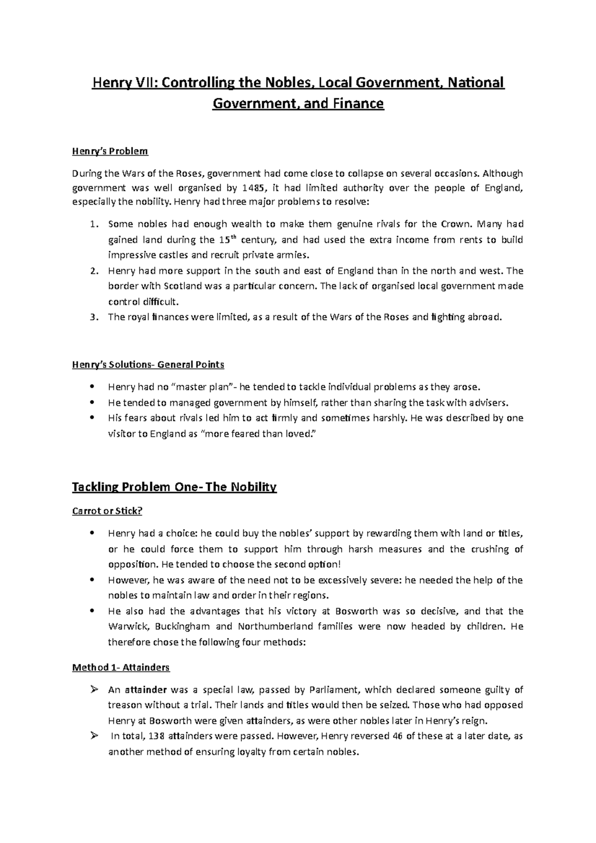 Henry vii government and finance summary - Henry VII: Controlling the ...