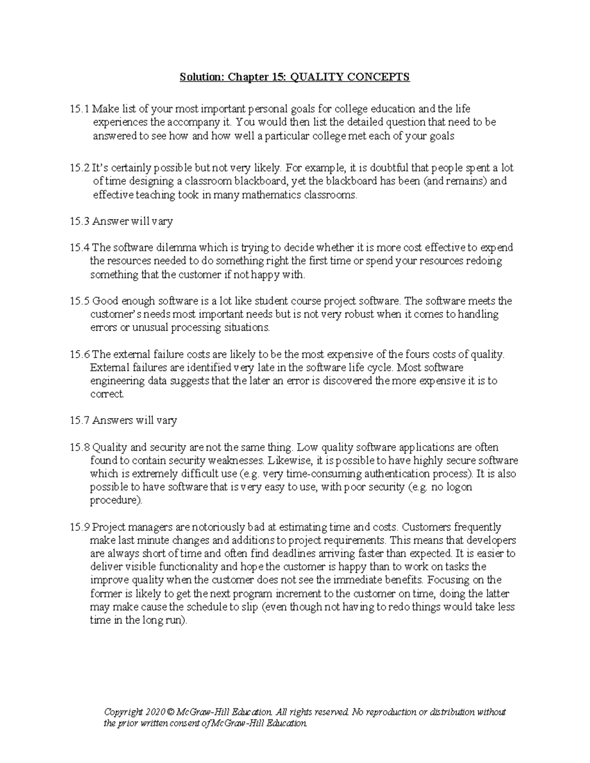 Pressman SEPA 9e Ch015 SM - Solution: Chapter 15: QUALITY CONCEPTS 15 ...