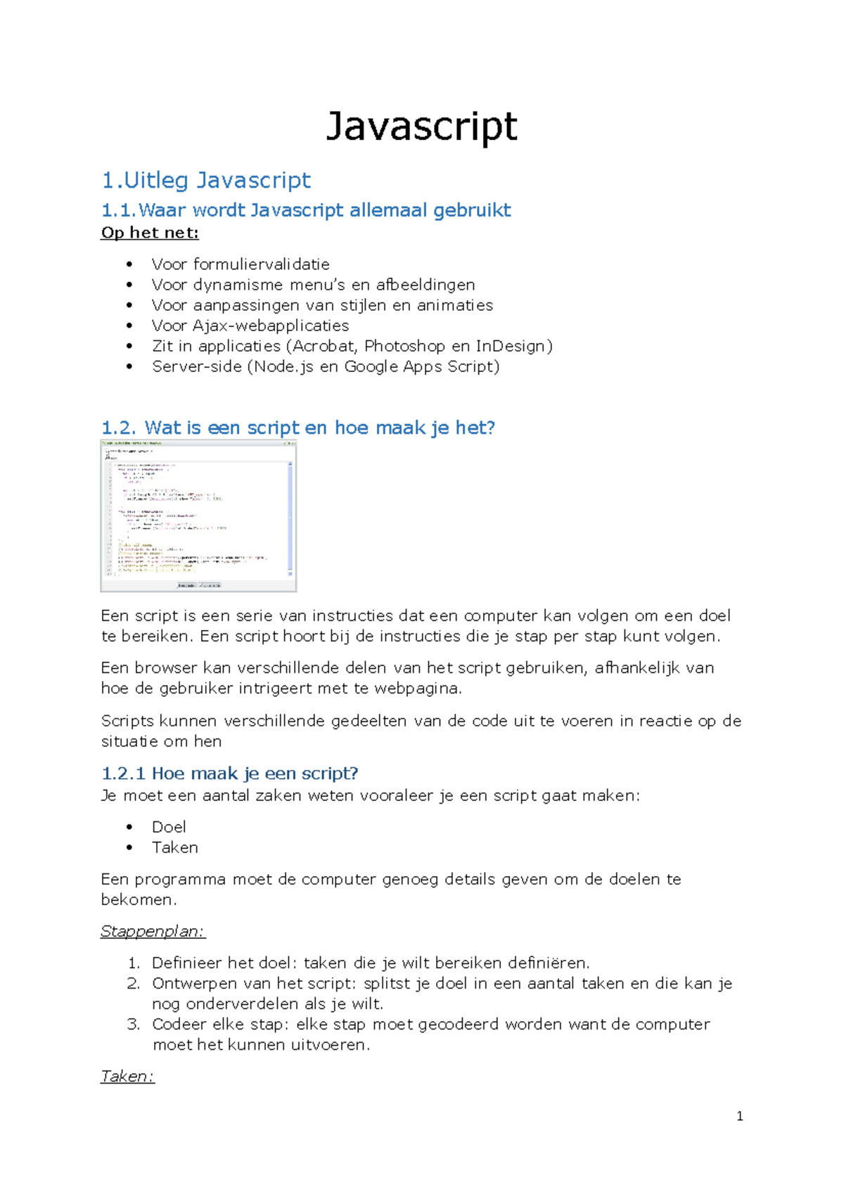 Javascript - Samenvatting Web Design & Development I - Javascript 1 ...