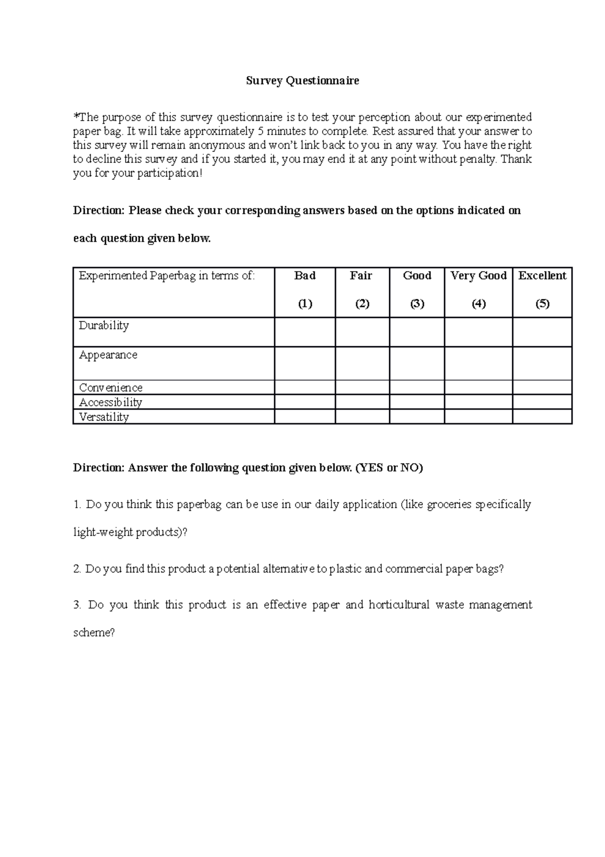 Title-page - lanflk - Survey Questionnaire *The purpose of this survey ...