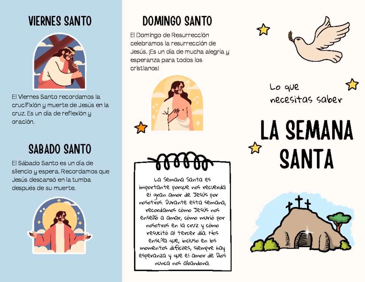 Triptico Semana Santa - La Semana Santa es importante porque nos recuerda el gran amor de Jesús ...