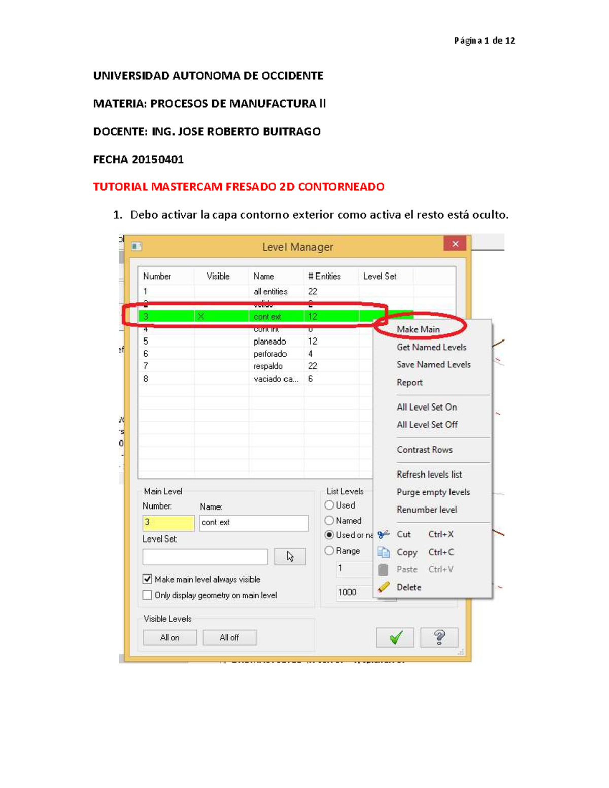 Tutorial MCAM Fresado 2D Contorneado - UNIVERSIDAD AUTONOMA DE ...