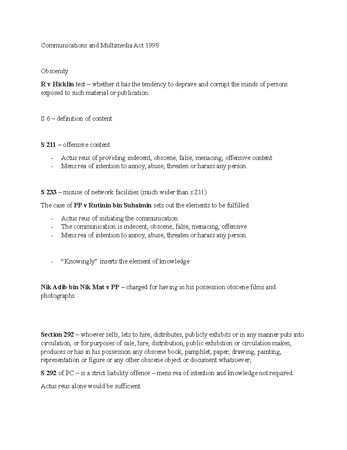 Note 3 - CMA - Explanation on the Communications and Multimedia Act ...