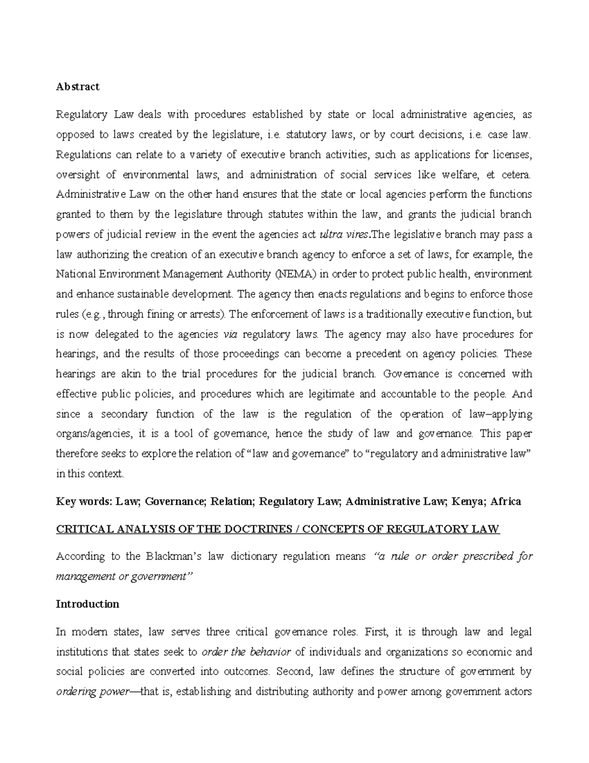 Combined- LAW AND Governance, AND Rugulatory AND Administrative LAW ...