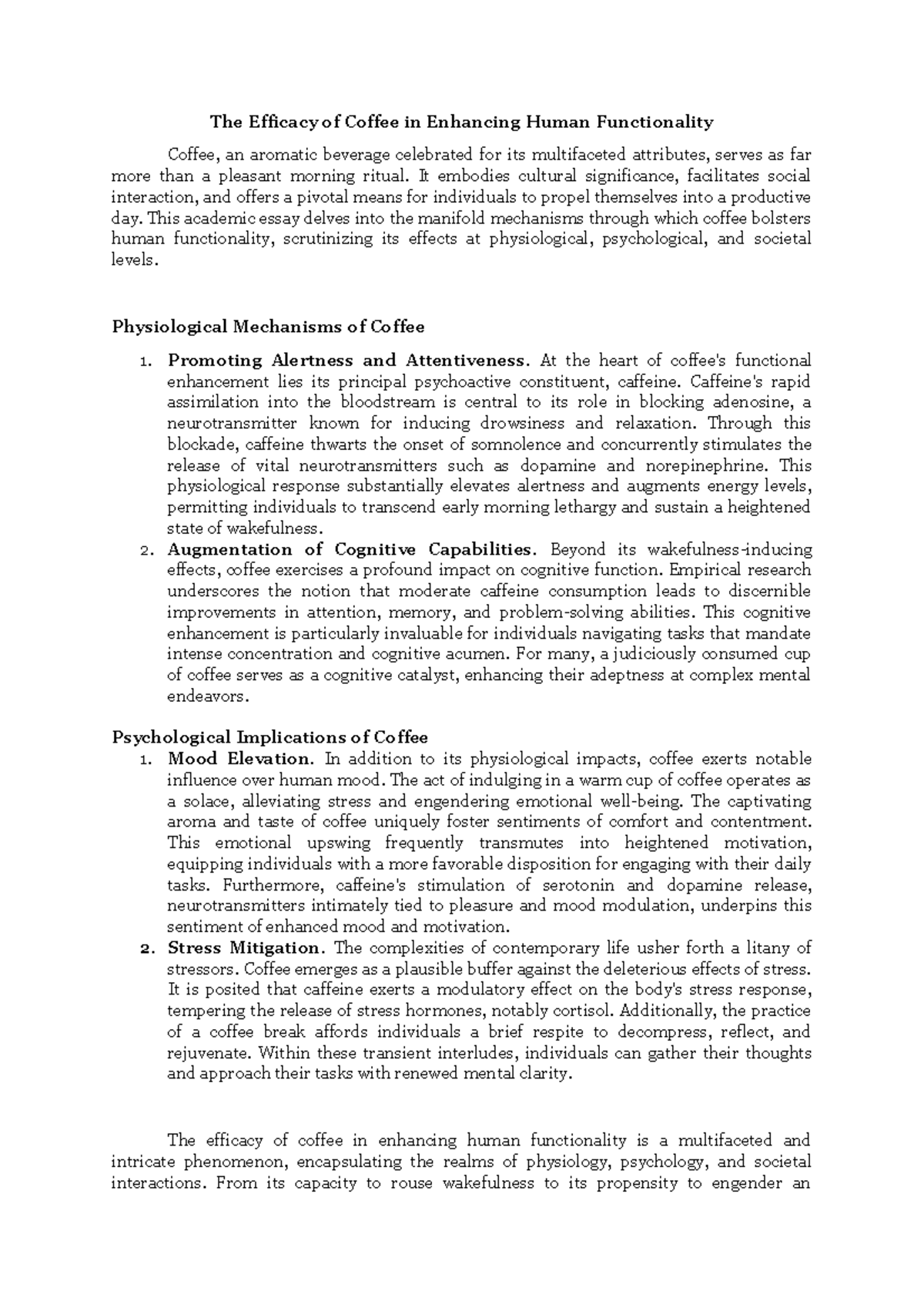 The Efficacy of Coffee in Enhancing Human Functionality - It embodies ...