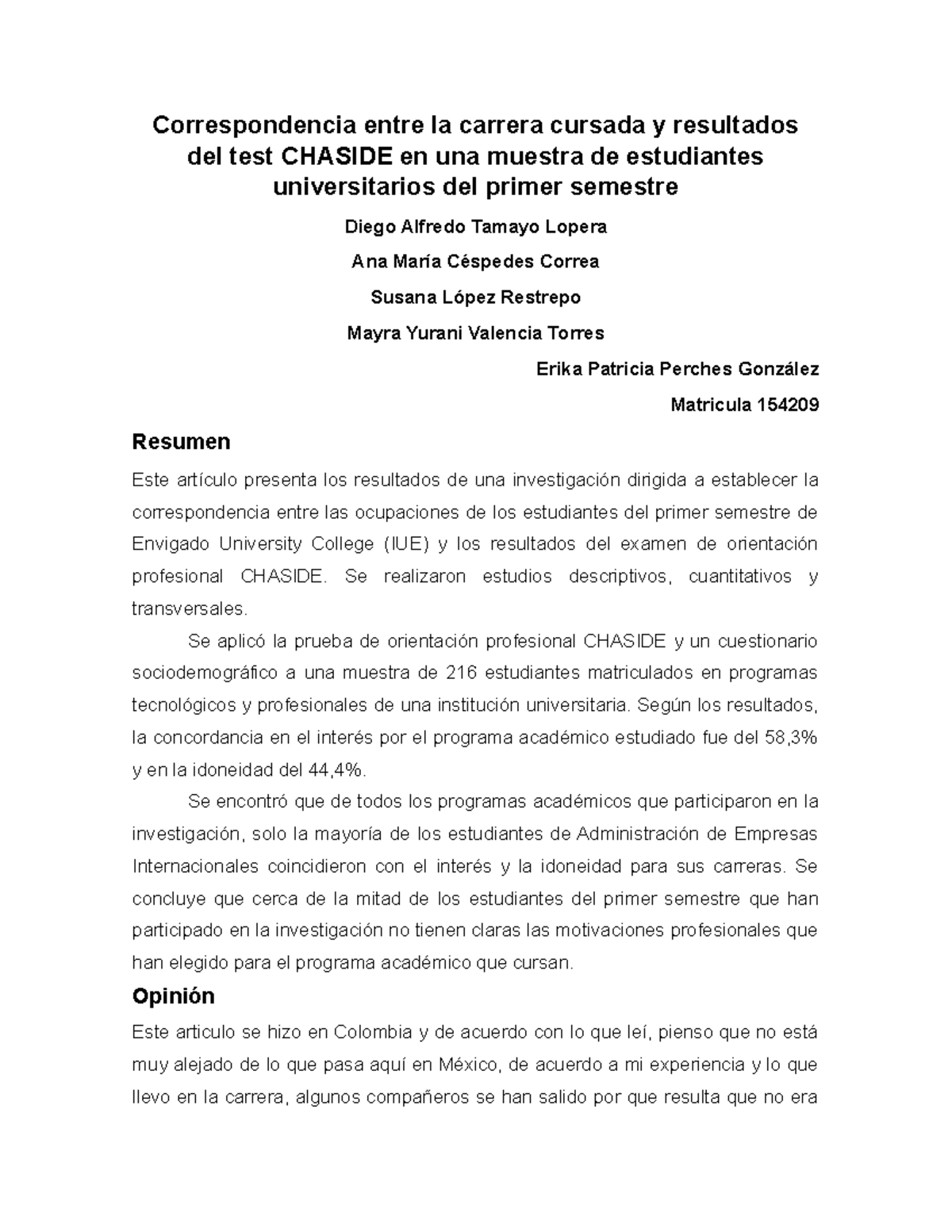 Reporte de lectura - Es un resumen de un articulo que nos pidio el ...