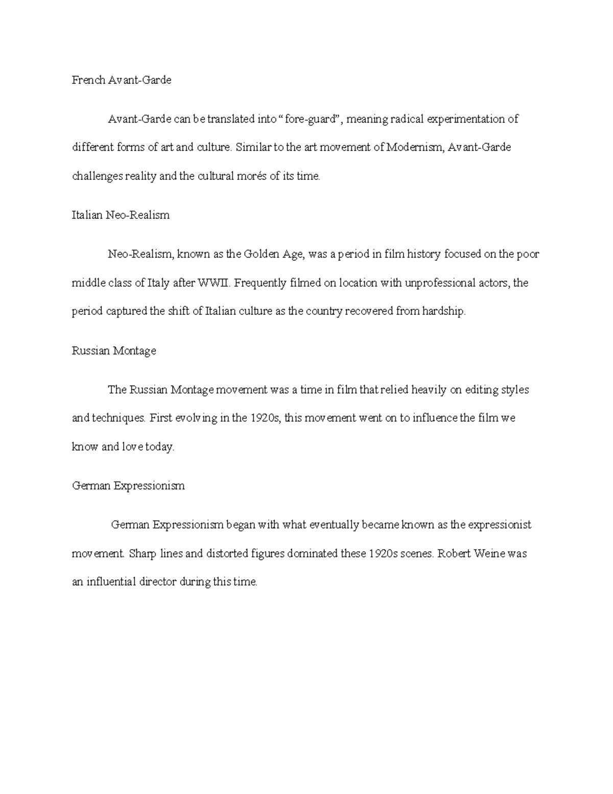 Film Movement Research - French Avant-Garde Avant-Garde can be ...