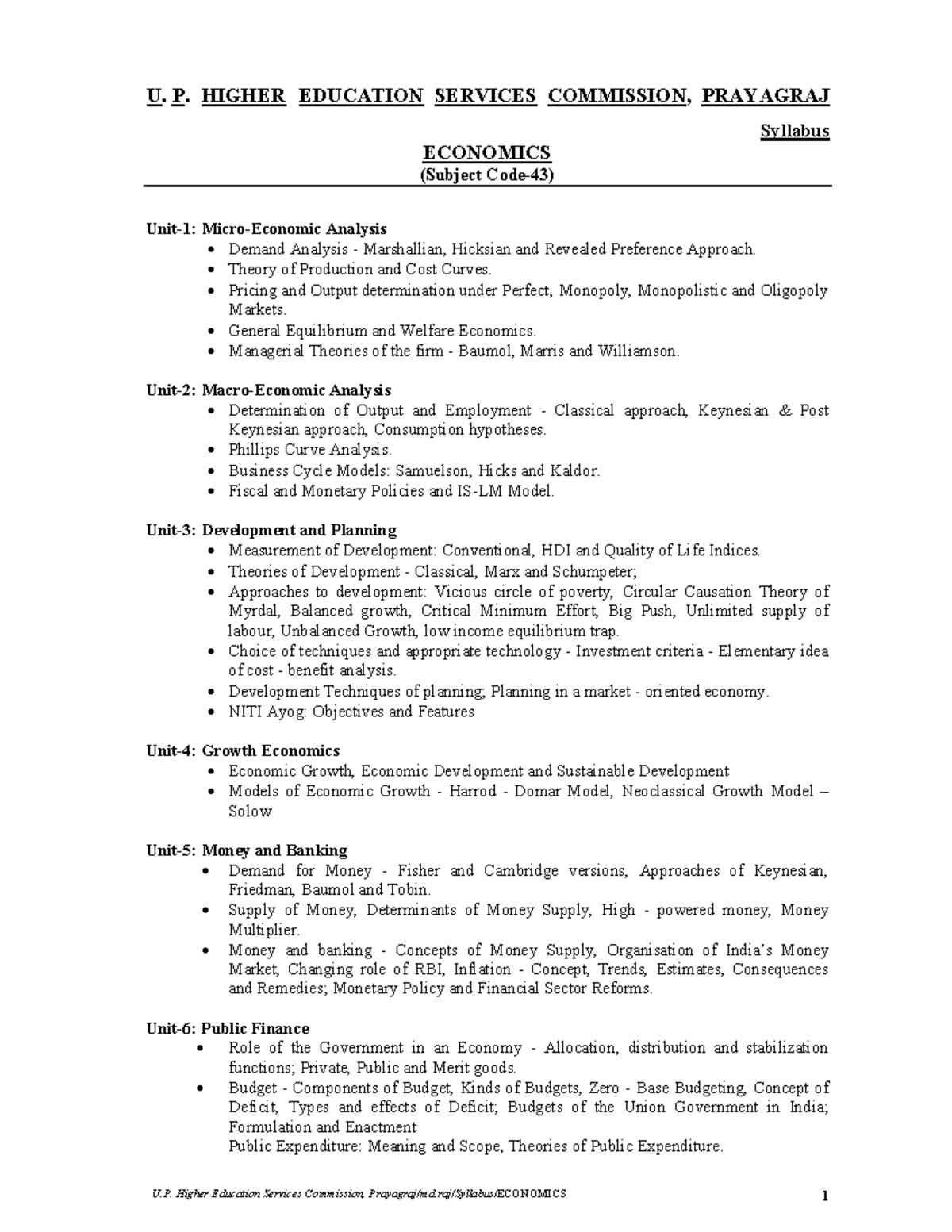 43 Economics - A study tool to learn with. - U. P. HIGHER EDUCATION ...