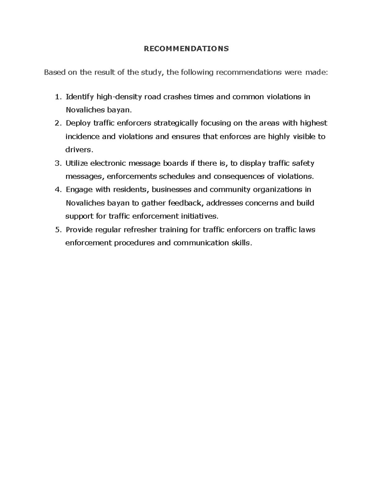 Recommendations - Identify high-density road crashes times and common ...