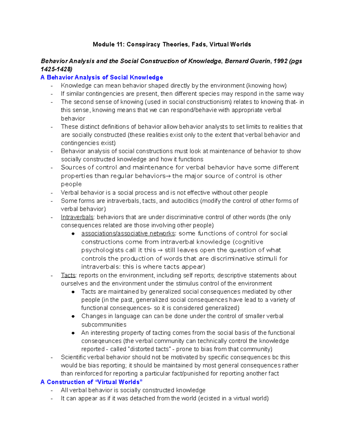 Module 11 Conspiracy theories, Fads, Virtual Worlds - Module 11 ...