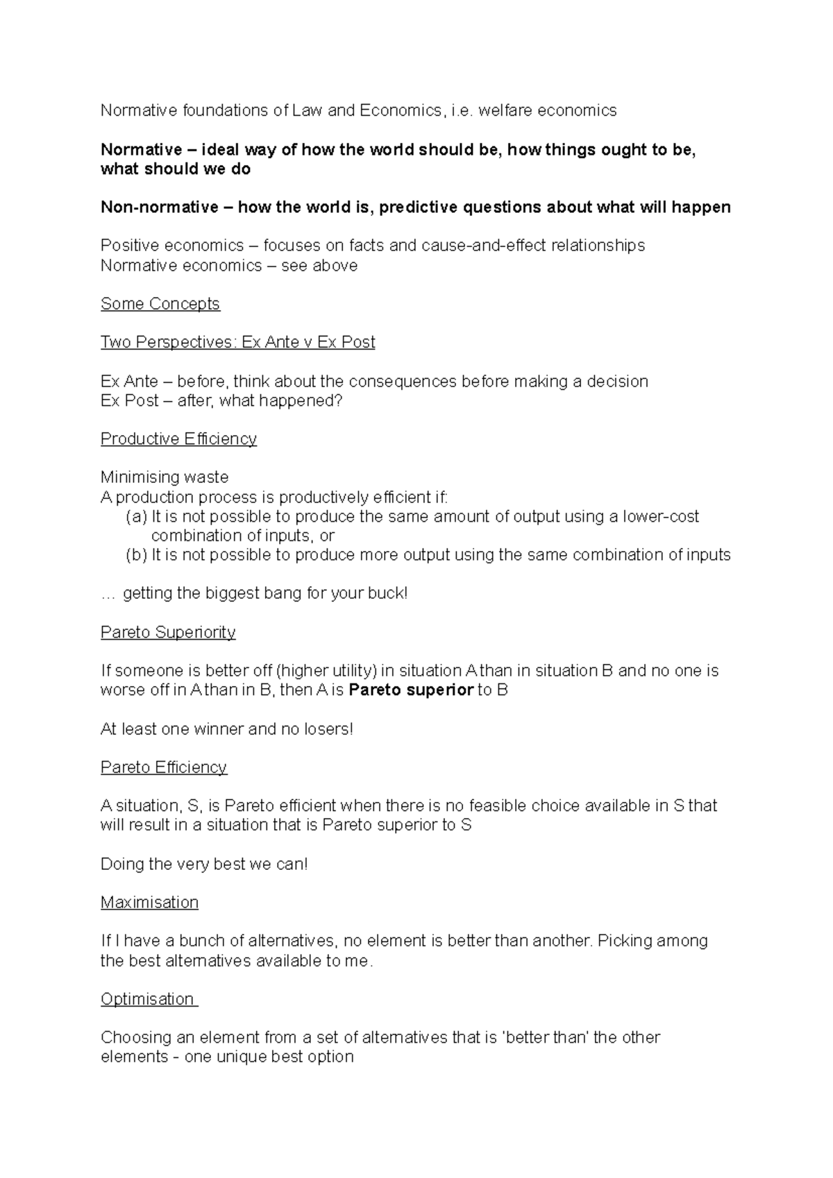 Lecture One - Foundations of Law and Economics - Normative foundations ...