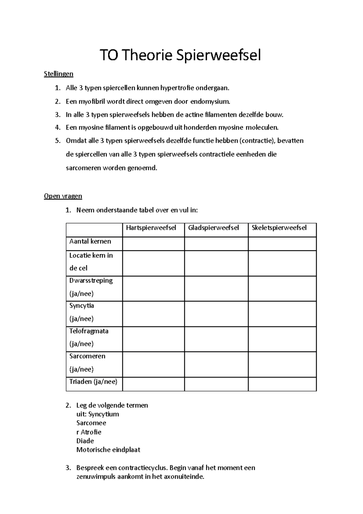 TO Theorie Spierweefsel - TO Theorie Spierweefsel Stellingen Alle 3 ...