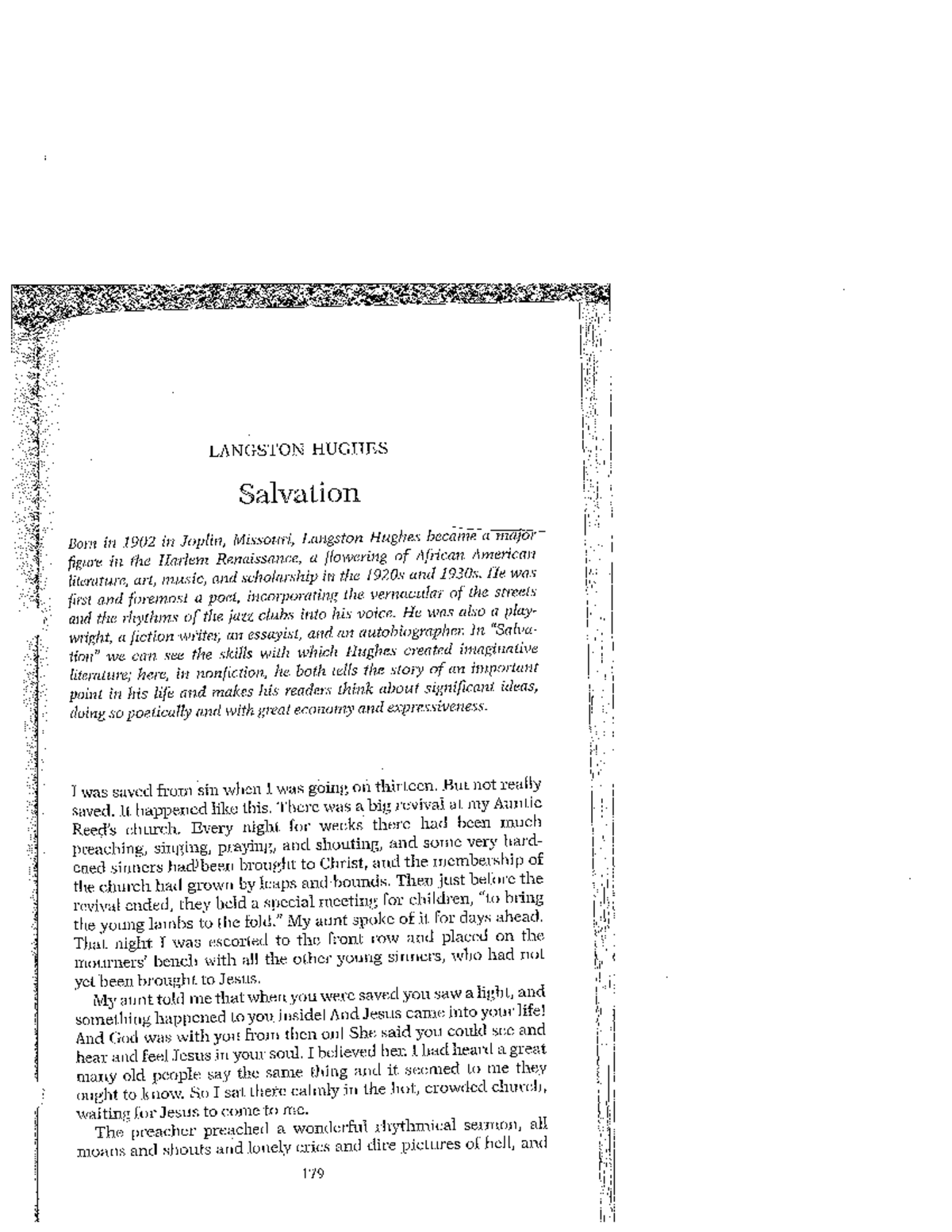 Salvation - Short Story - Studocu