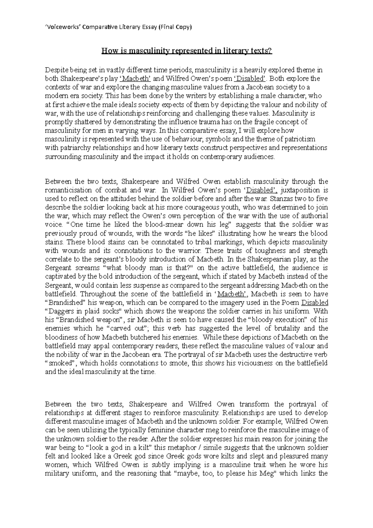 Voiceworks Comparative Literary Essay Final Copy - ‘Voiceworks ...