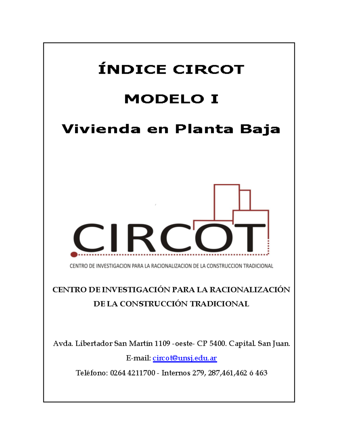 Octubre 2023 M1 Circot - ÍNDICE CIRCOT MODELO I Vivienda en Planta Baja ...
