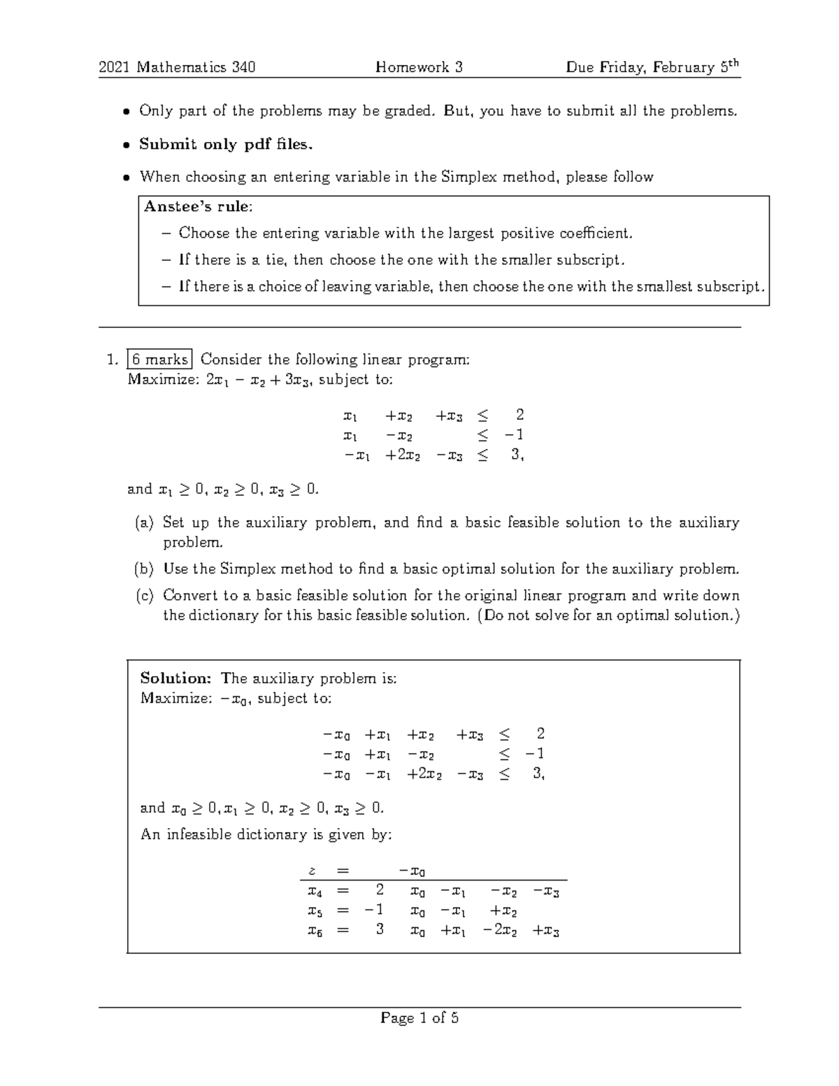 340-homework solution - Only part of the problems may be graded. But, you have to submit all the ...